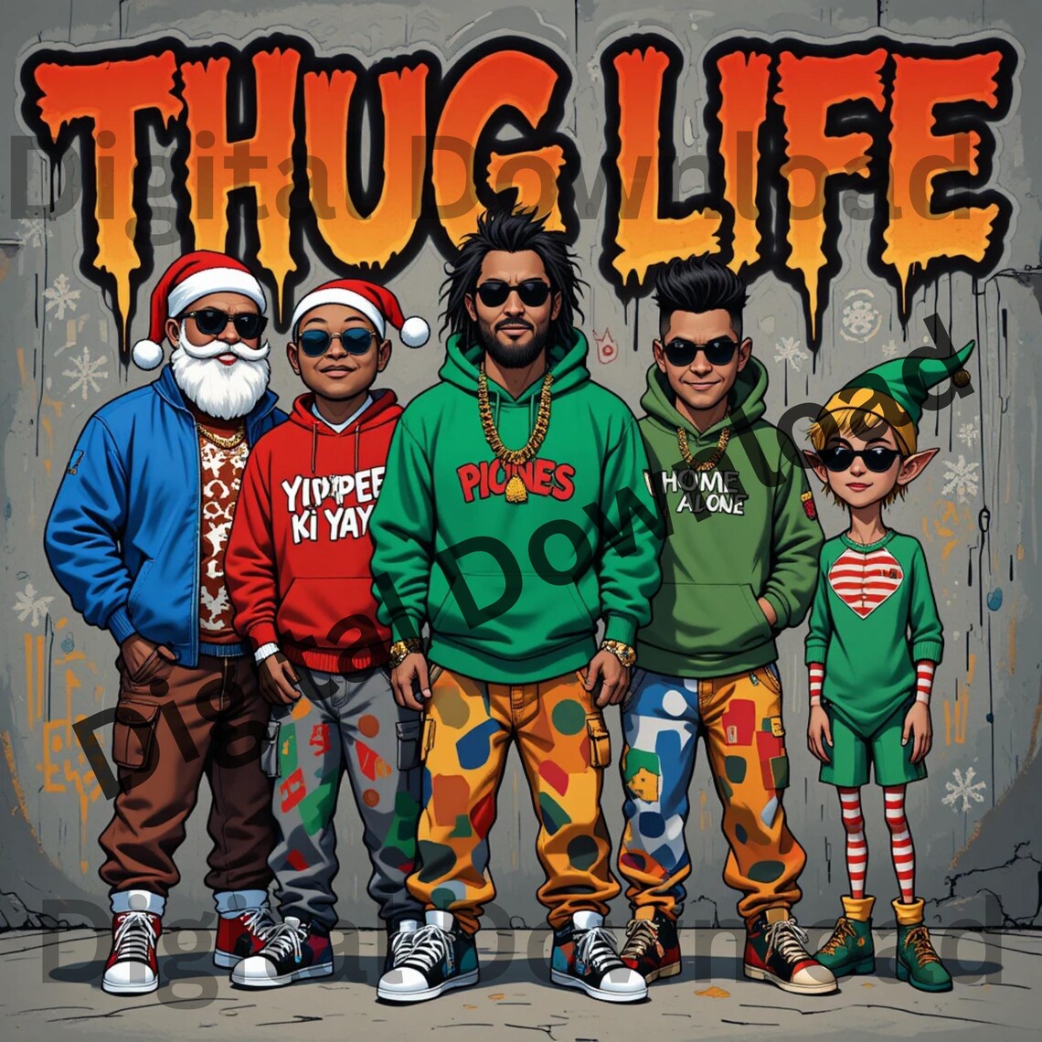 Funny Christmas Thug Life Crew JPG Bundle – 6 High-resolution Holiday ...