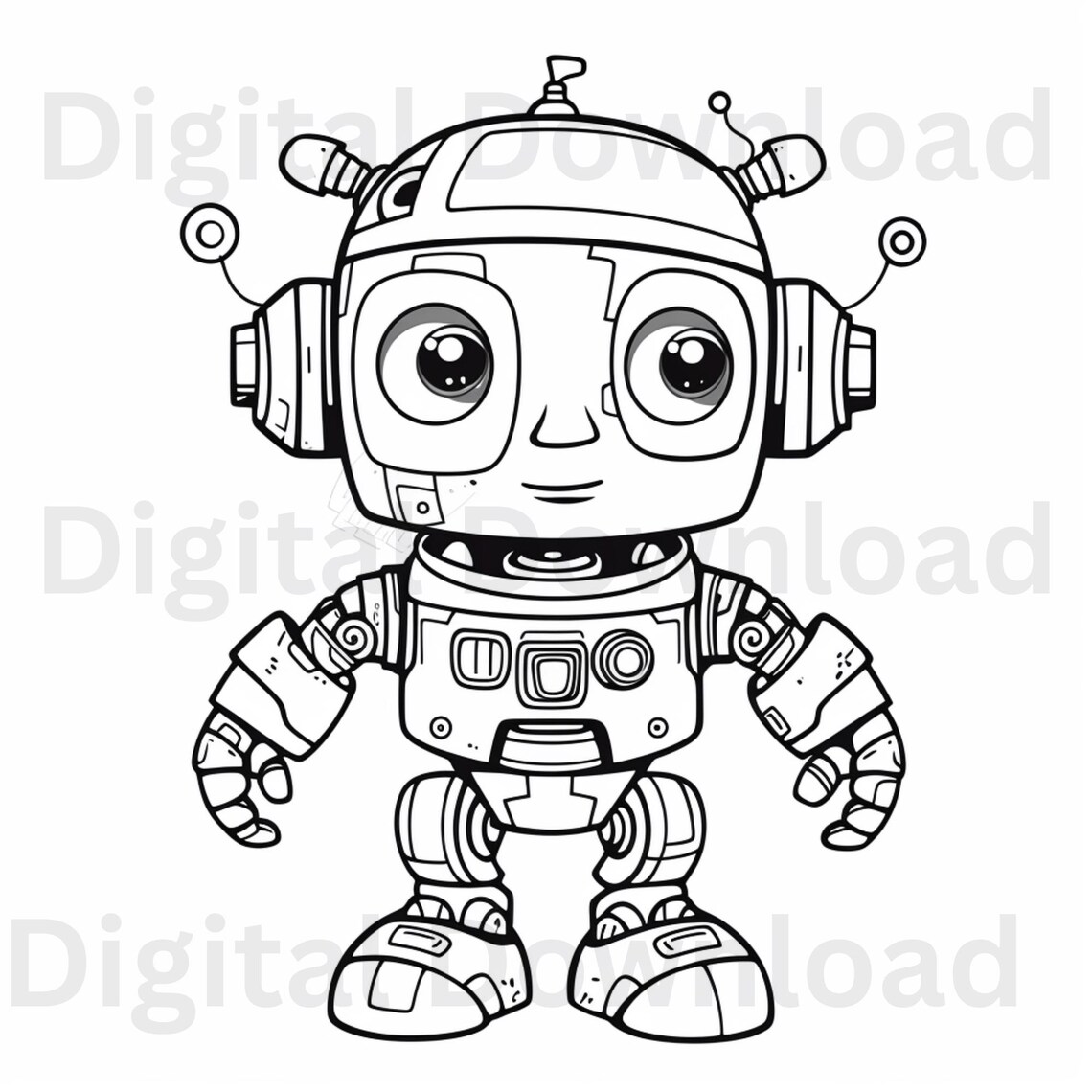 80 Robot Coloring Pages for Kids - Adults | Printable PDF | 8.5x11 ...
