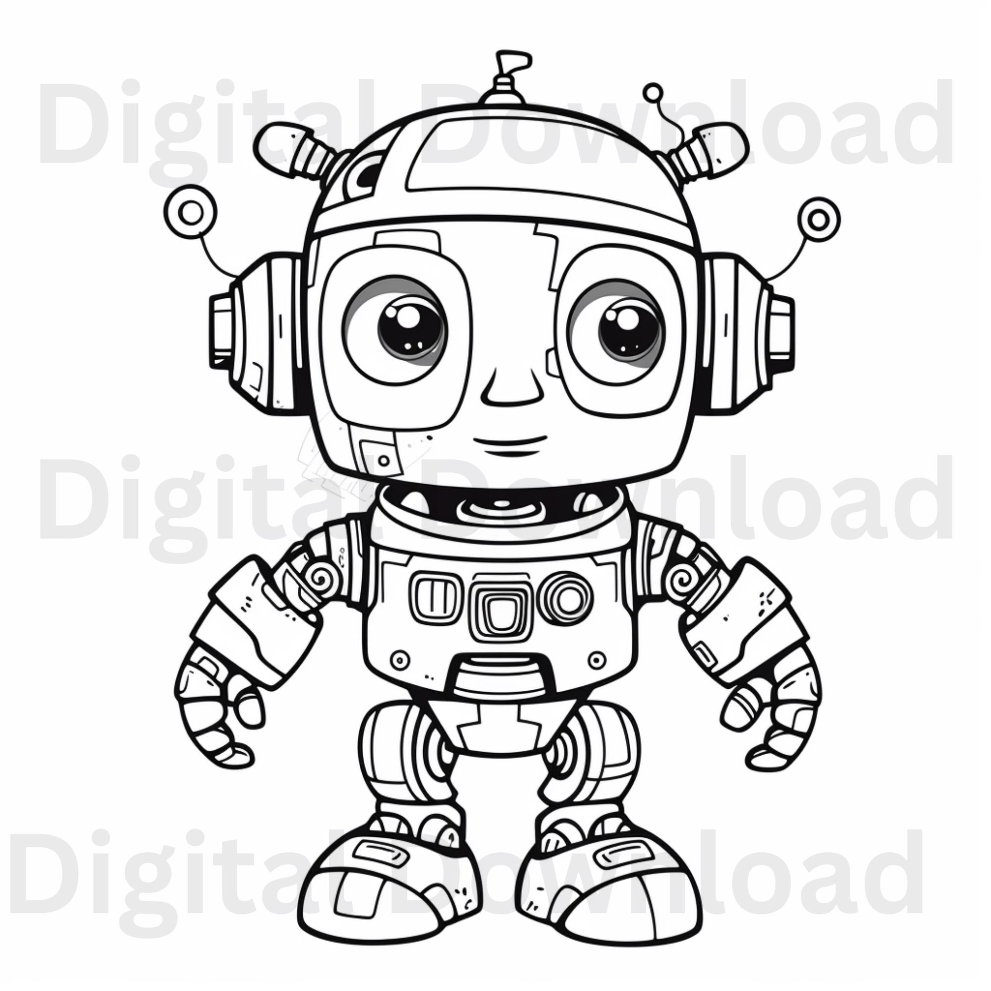 80 Robot Coloring Pages for Kids - Adults | Printable PDF | 8.5x11 ...