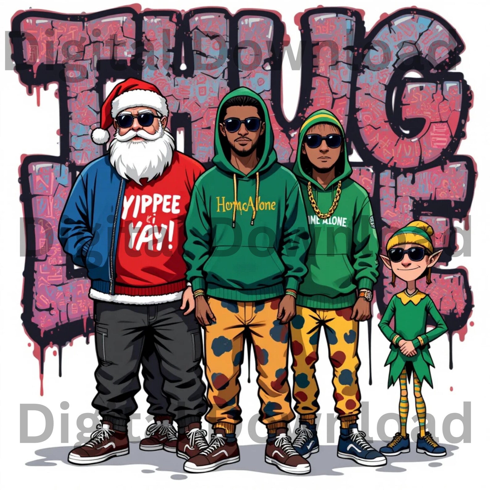 Funny Christmas Thug Life Crew JPG Bundle – 6 High-resolution Holiday ...