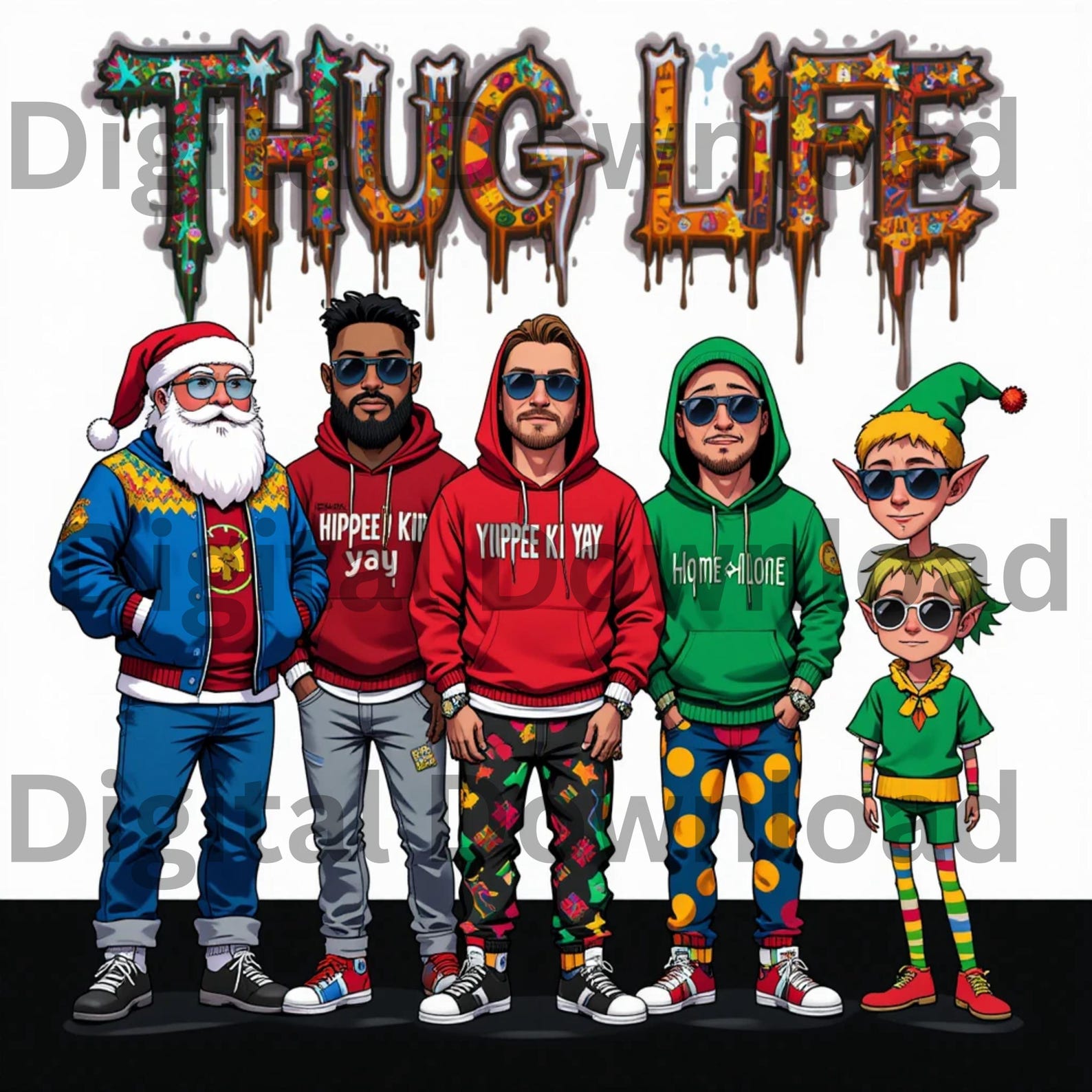 Funny Christmas Thug Life Crew JPG Bundle – 6 High-resolution Holiday ...