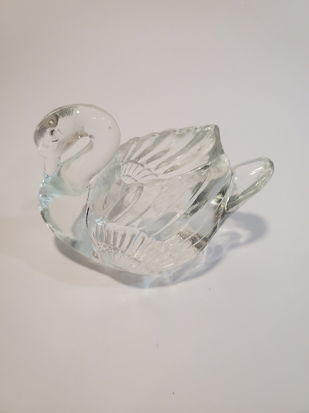 Heavy Pressed Glass Swan - Etsy