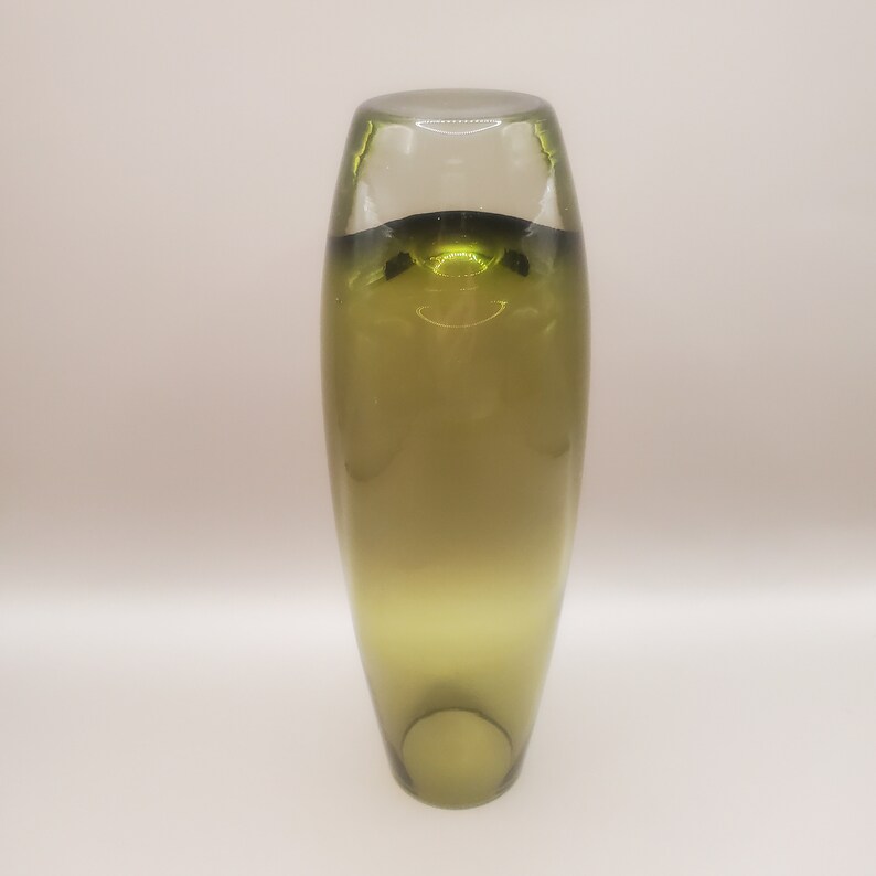 7" Olive Green Heavy Clear Bottom Vase - Etsy