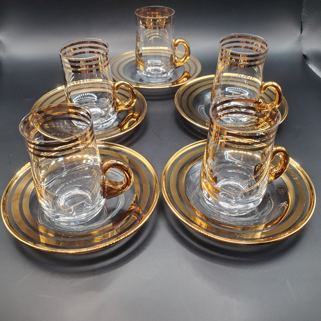 Czechoslovakian Hand Made Bohemian Tea Set, 5 Cups and Saucers - Etsy