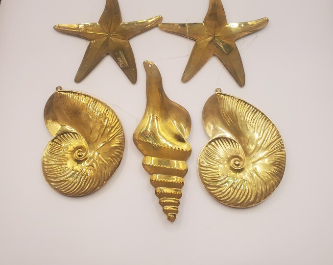 5 Brass Colored/plated Seashell Ornaments - Etsy