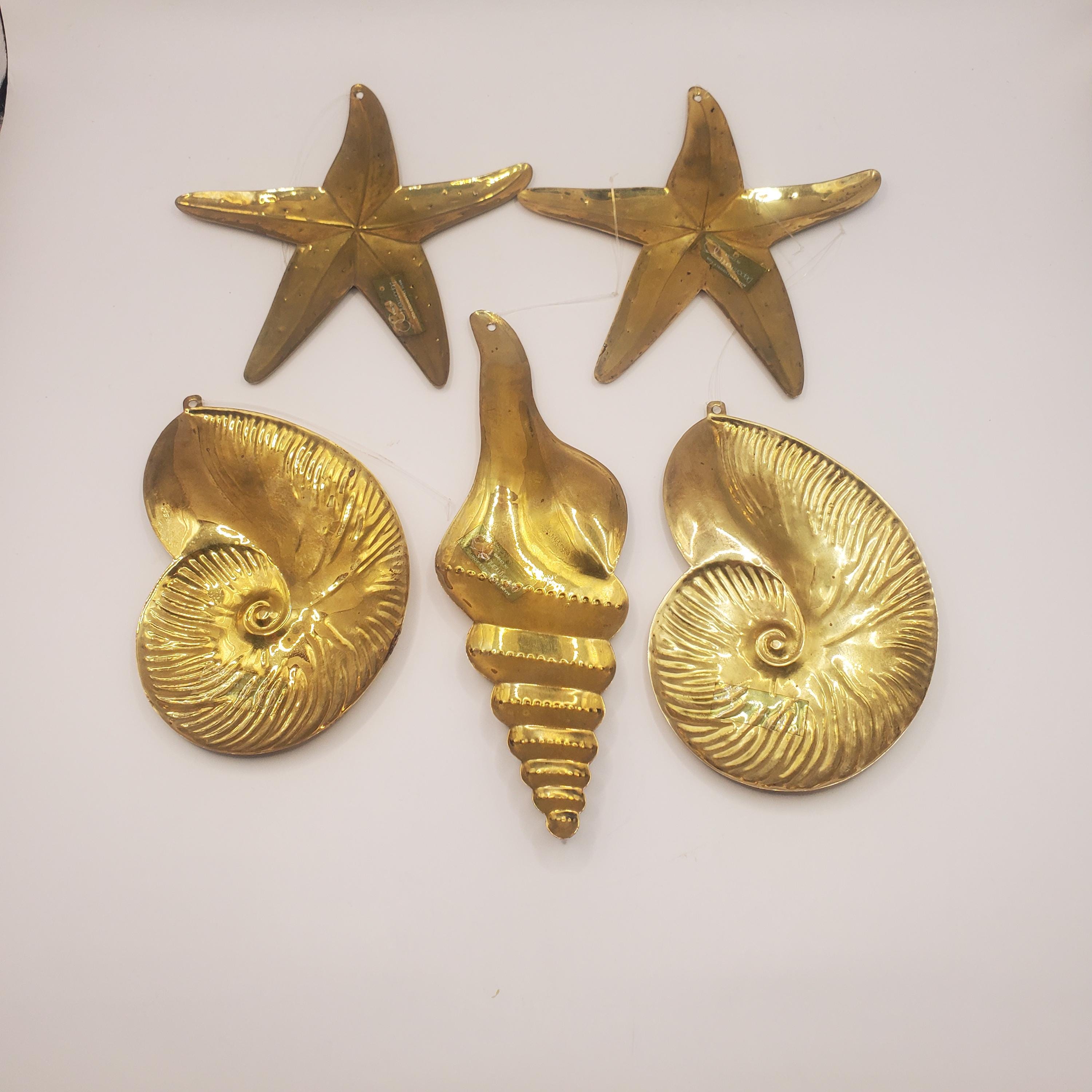 5 Brass Colored/plated Seashell Ornaments - Etsy