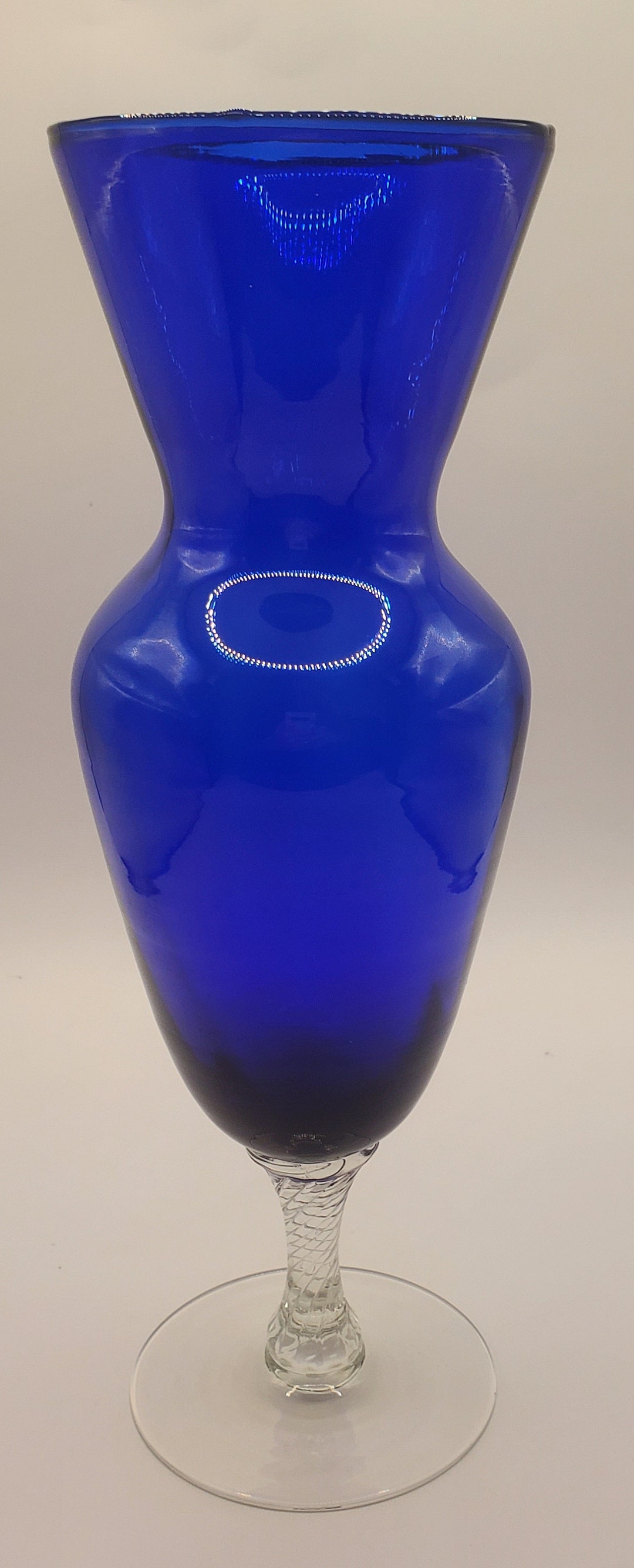 Amazing Cobalt Blue 10" With Clear Swirl Base Vase - Etsy
