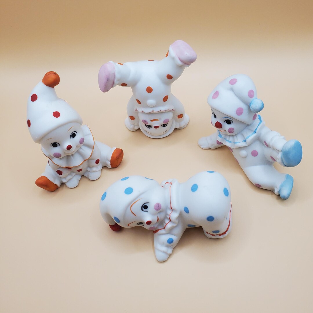 4 - Vintage Porcelain Polka Dotted Baby Tumbling Clowns - Etsy