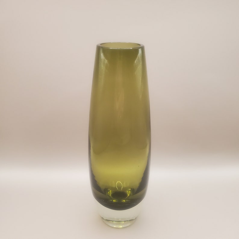 7" Olive Green Heavy Clear Bottom Vase - Etsy