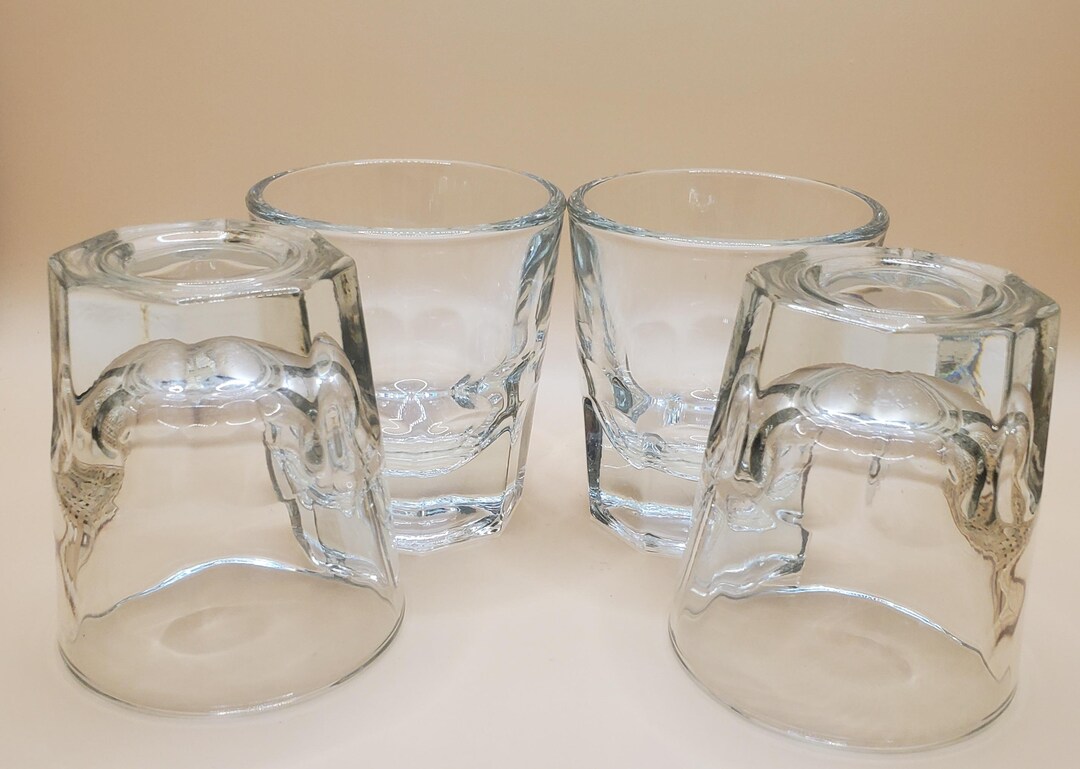 4 - Vintage Libbey Heavy Bottom Whiskey Glasses - Etsy