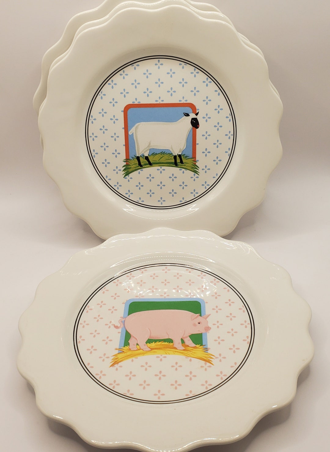 4 8 Vandor Country Collection Pelzman Designs Farm Animal Plates - Etsy