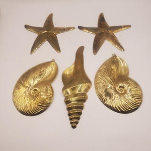 5 Brass Colored/plated Seashell Ornaments - Etsy