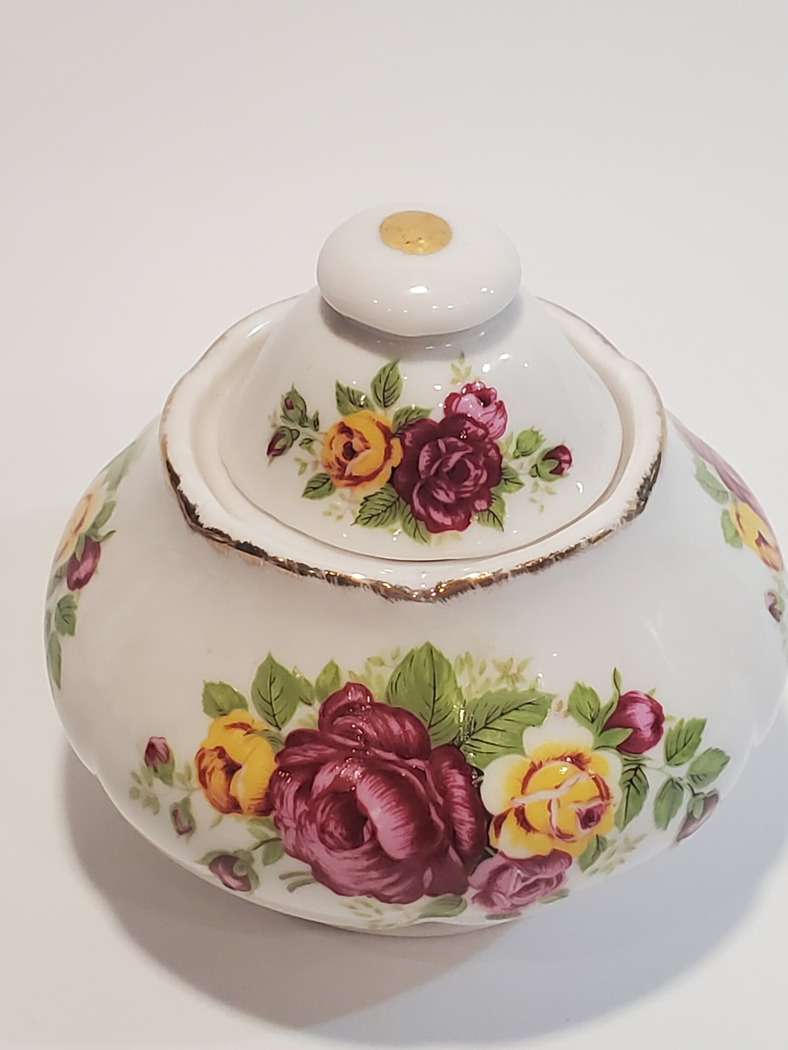 Fine Bone China Cottage Rose Jar - Etsy