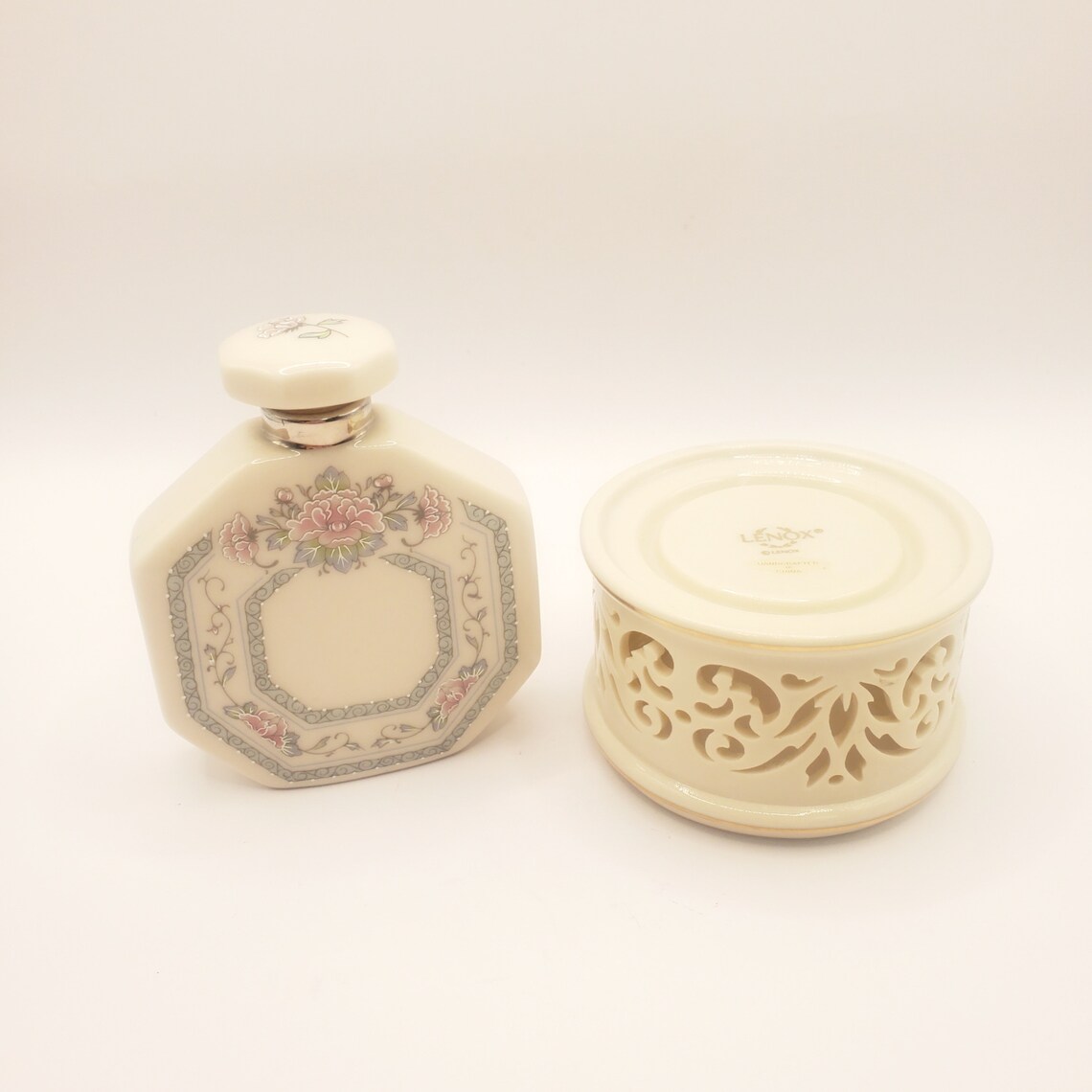 Lenox Perfume Bottle and Pierced Votive Trimmed in Gold - Etsy