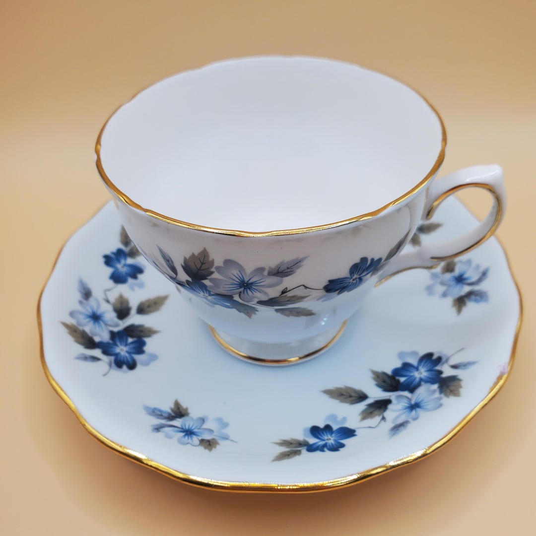 Ridgway Potteries LTD Colclough Bone China Cup and Saucer, Blue Floral ...