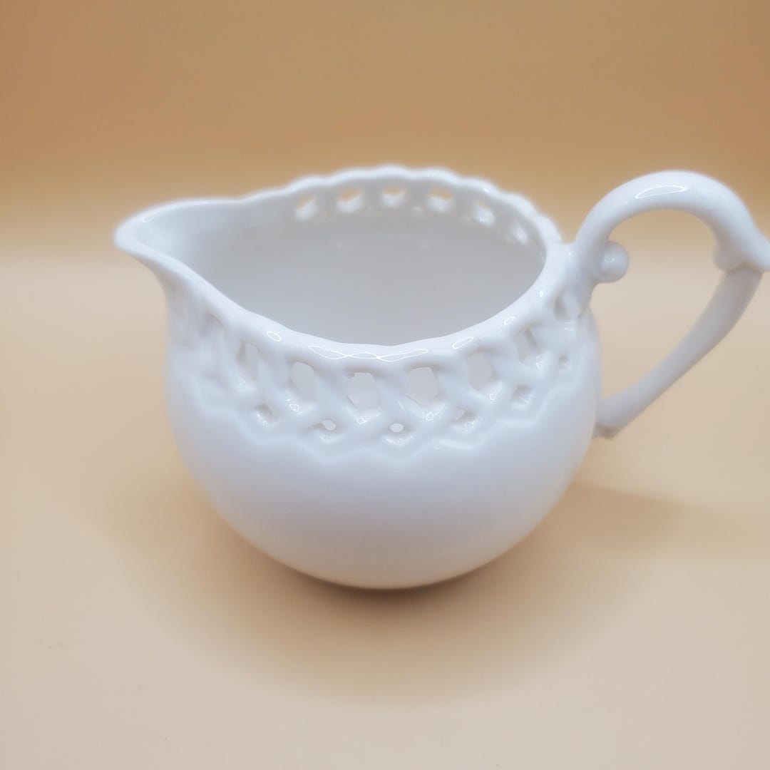 Grace's Teaware White Reticulated Creamer - Etsy