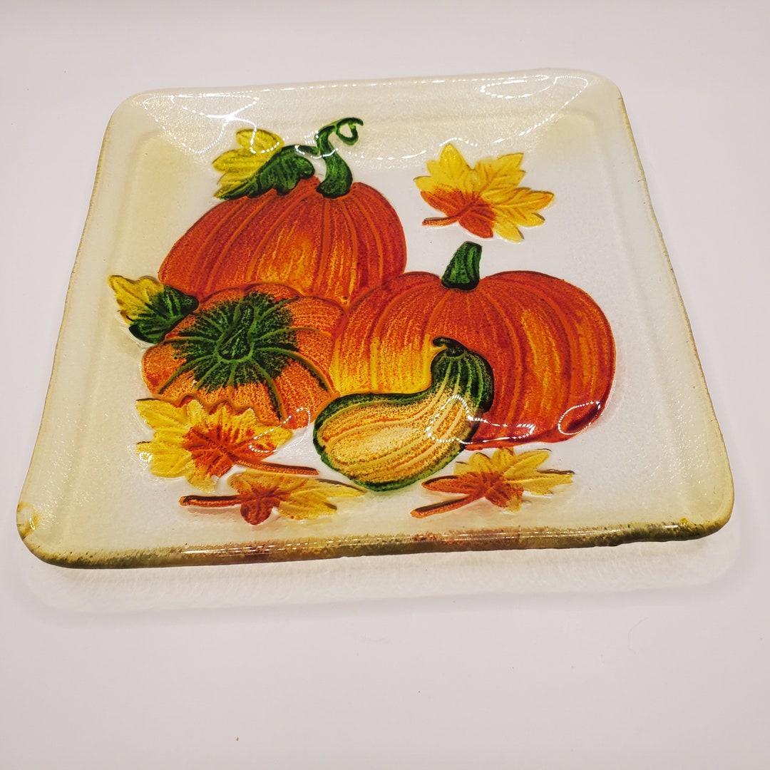 Fused Glass Pumpkin Plate - Etsy
