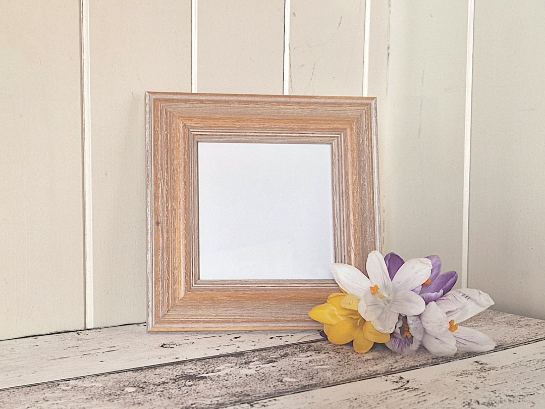 Limewashed Square Frame for 4 X 4 10x10cm Image. Solid Wood ...