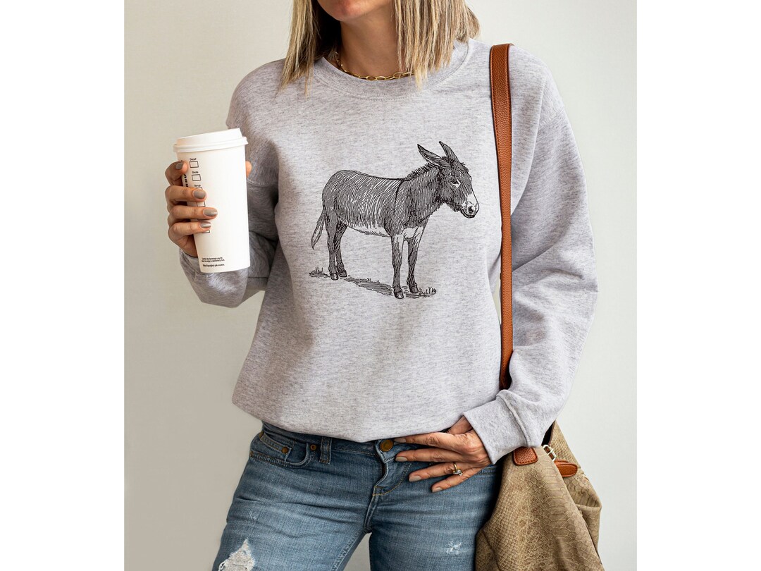 Detailed Donkey Crewneck Sweatshirt, Gift Donkey Lovers, Longears ...