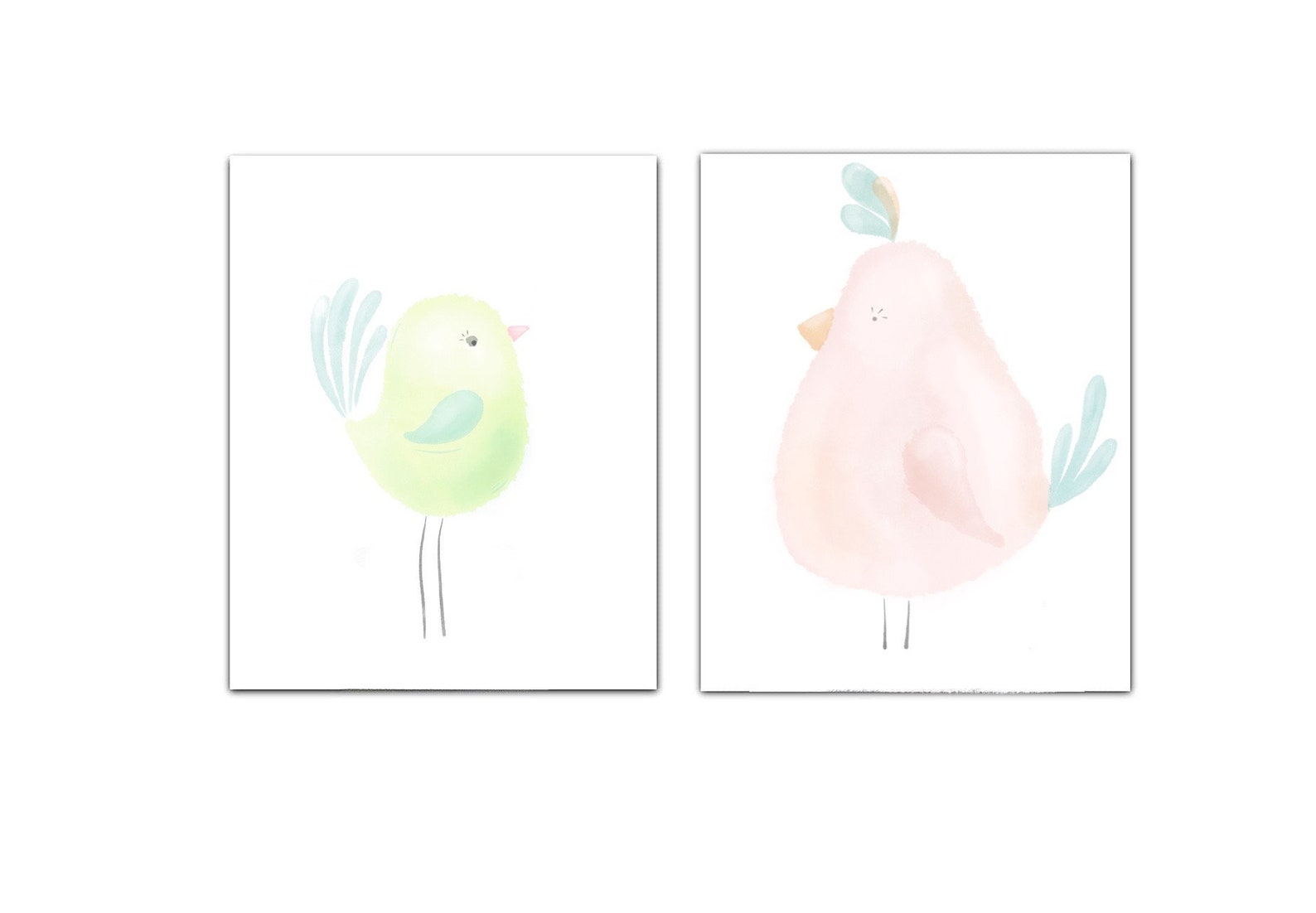 Cute Birds Set Cartoon Birds Posters Set Bright Colors | Etsy