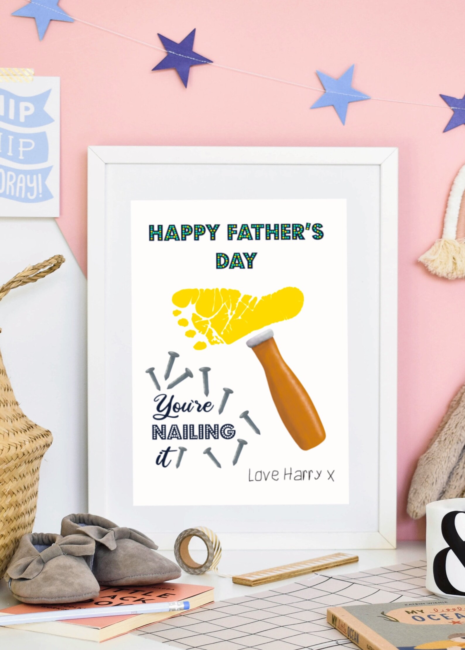 Footprint Hammer Art: Father's Day DIY Gift (digital Download) - Etsy