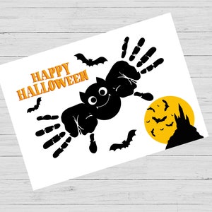 Halloween Handprint Art Pumpkin Craft Art Bundle Activity - Etsy UK