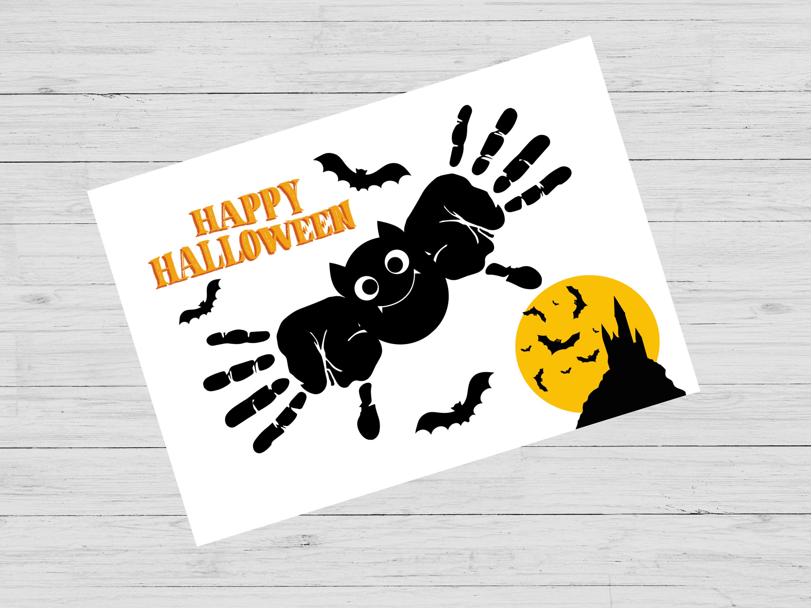 Halloween Handprint Art Pumpkin Craft Art Bundle Activity - Etsy UK