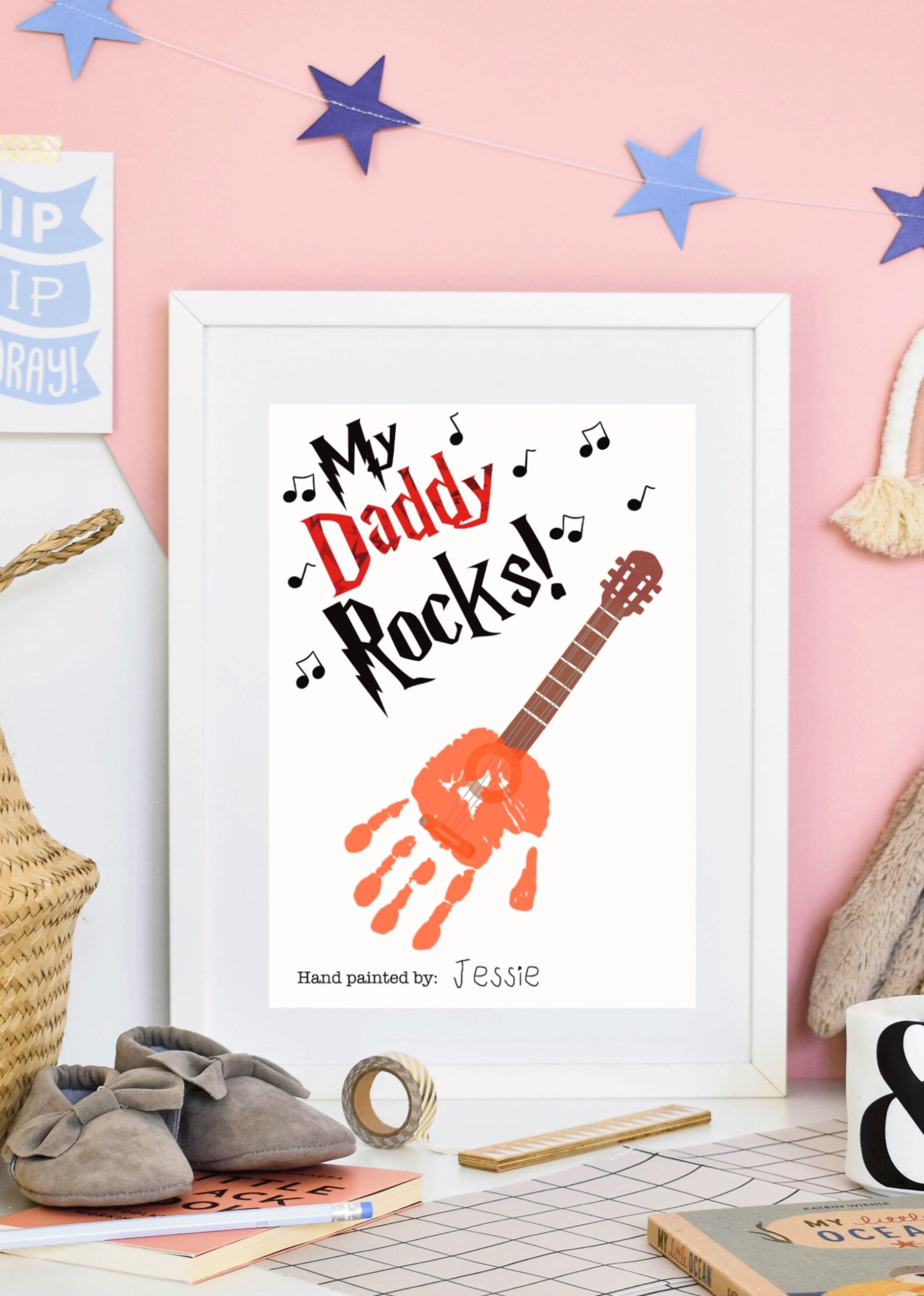 My Daddy Rocks Handprint Art Fathers Day Keepsake Daddys - Etsy