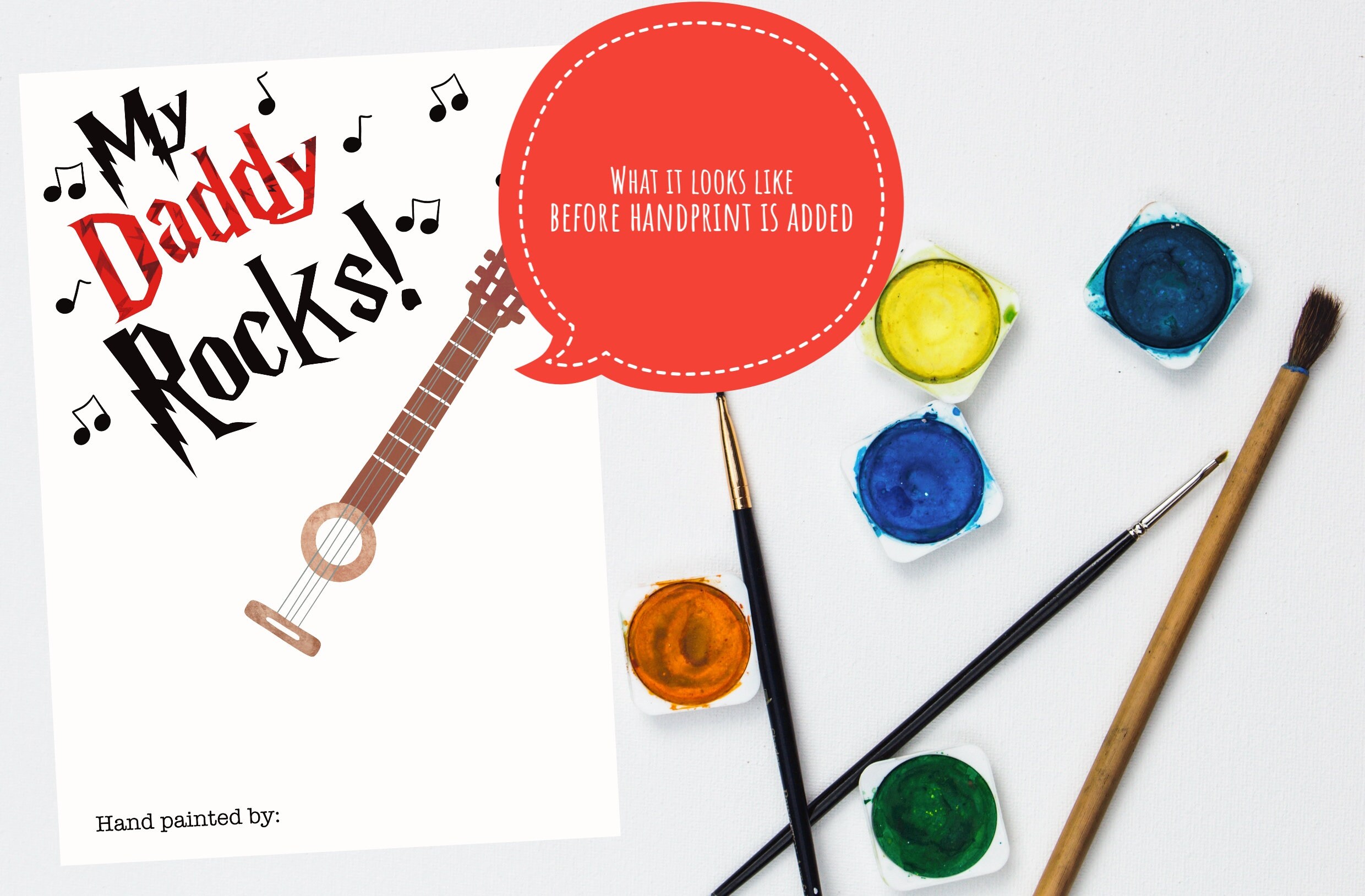 Handprint Guitar Art Print: My Daddy Rocks Keepsake (digital Download ...