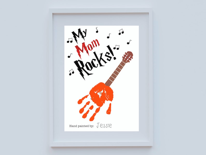 My Mom Rocks Handprint Art, Moms Mothers Day Keepsake, Moms Birthday ...