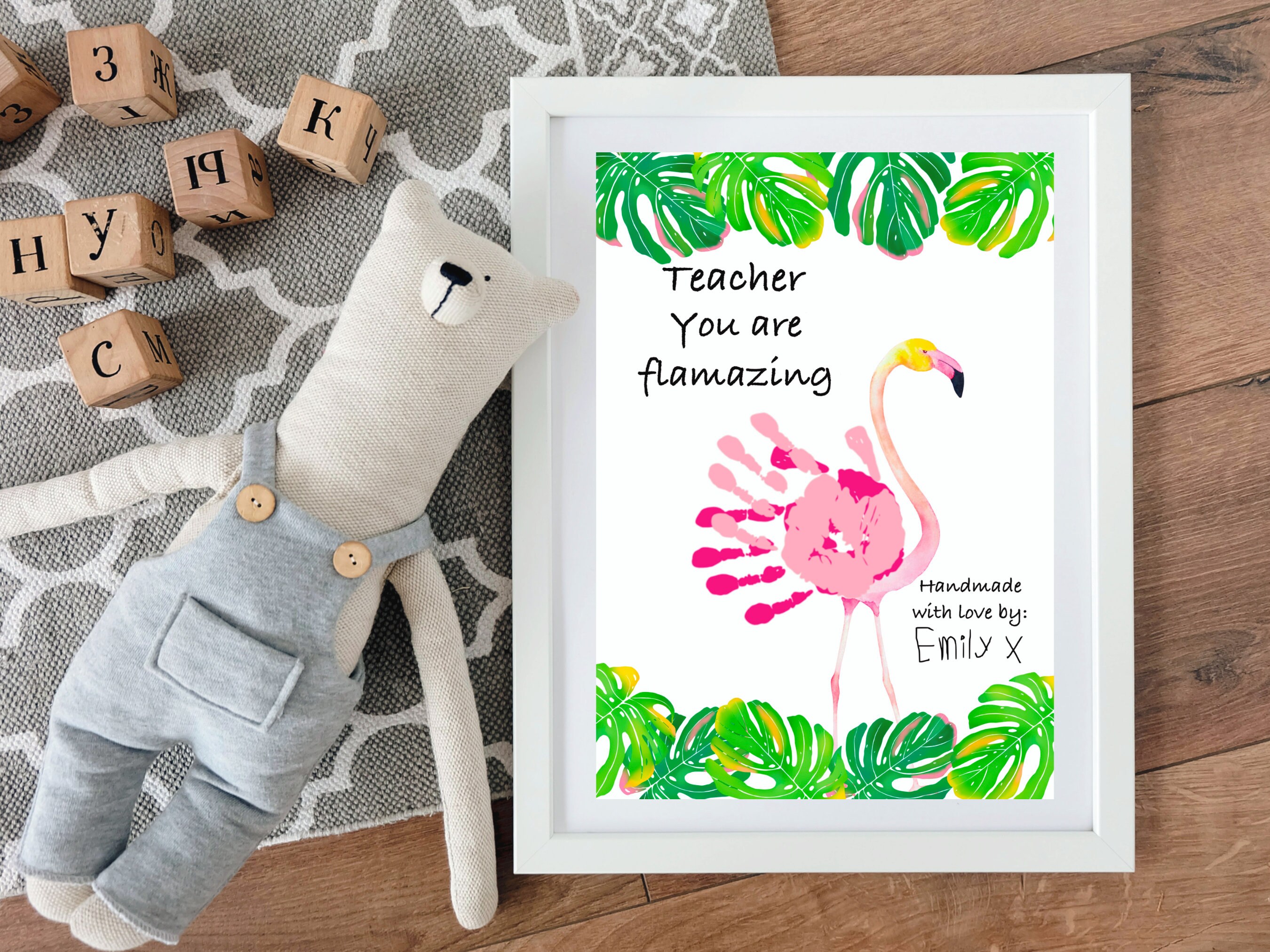 Flamingo Handprint Teacher Thank You Gift (digital Download) - Etsy