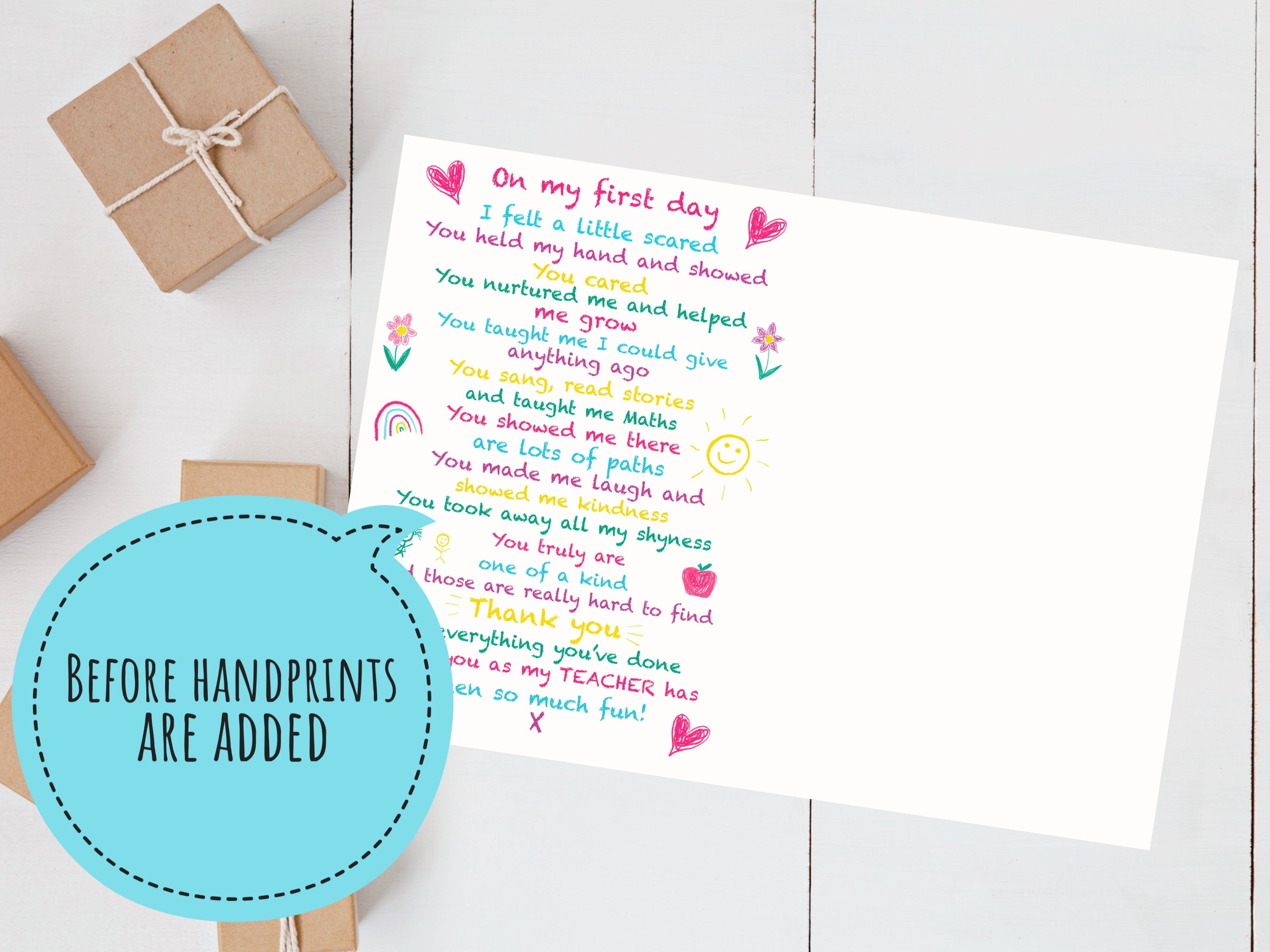 Thank You Teacher Gift, Handprint Poem Print, End of Year Keepsake ...