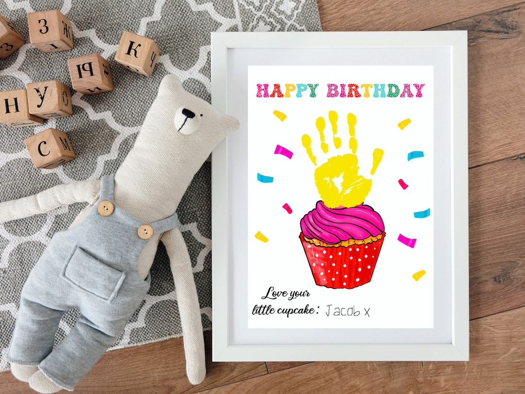 Handprint Cupcake Art Print, Kids Crafts, Mummy, Daddy, Grandparents ...