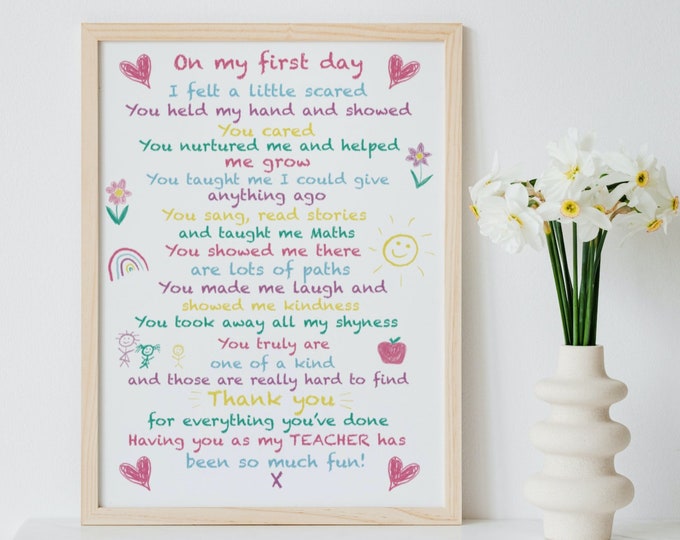 Teacher Rainbow Poem, Teacher Appreciation Gift Sign Printable, Teacher ...