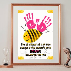 Mother’s Day Handprint Bee Art, Mom Birthday Handprint Digital Download ...