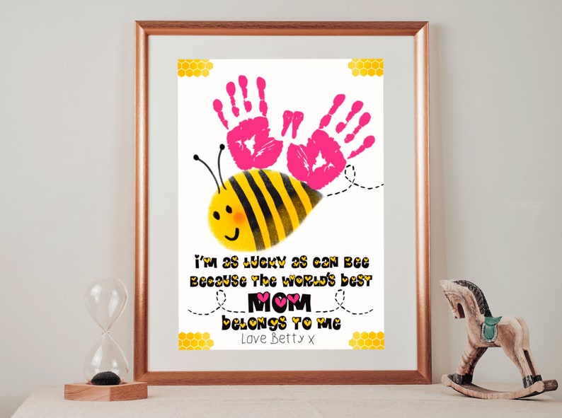 Mother’s Day Handprint Bee Art, Mom Birthday Handprint Digital Download ...