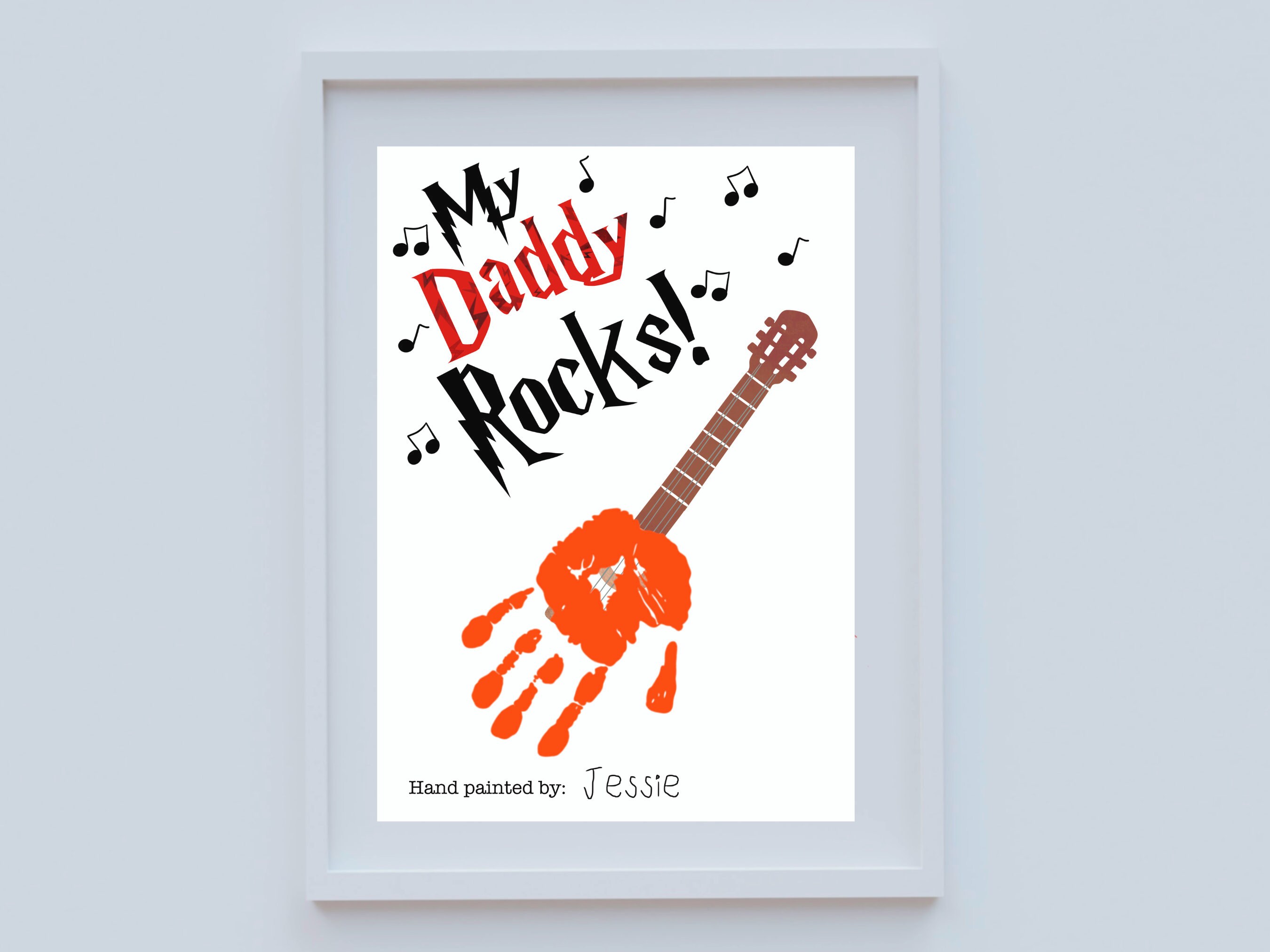 Handprint Guitar Art Print: My Daddy Rocks Keepsake (digital Download ...