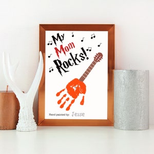 My Mom Rocks Handprint Art, Moms Mother’s Day Keepsake, Moms Birthday ...