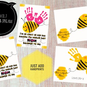 Mother’s Day Handprint Bee Art, Mom Birthday Handprint Digital Download ...