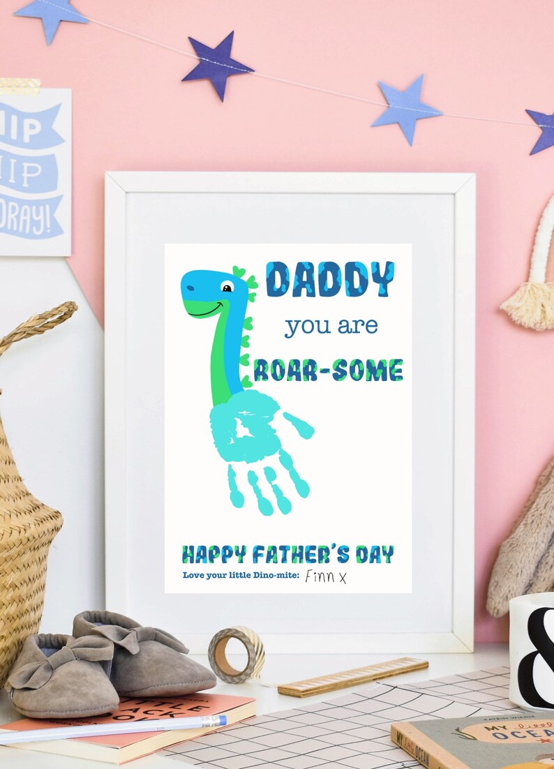 Dinosaur Handprint Art, Fathers Day Gift, You Are Roarsome, Gift for ...
