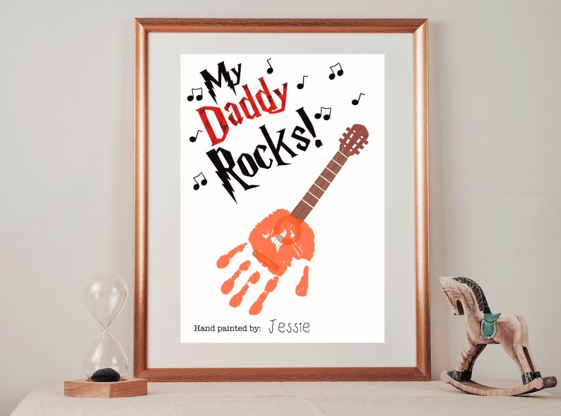 Handprint Guitar Art Print: My Daddy Rocks Keepsake (digital Download ...