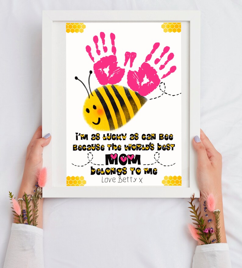 Mother’s Day Handprint Bee Art, Mom Birthday Handprint Digital Download ...