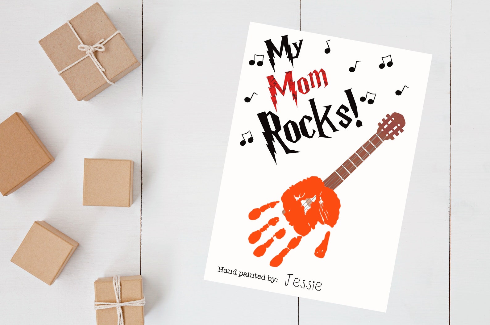 My Mom Rocks Handprint Art, Moms Mothers Day Keepsake, Moms Birthday ...