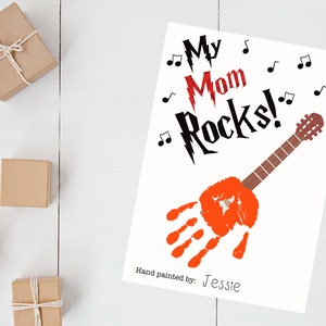 My Mom Rocks Handprint Art, Moms Mother’s Day Keepsake, Moms Birthday ...
