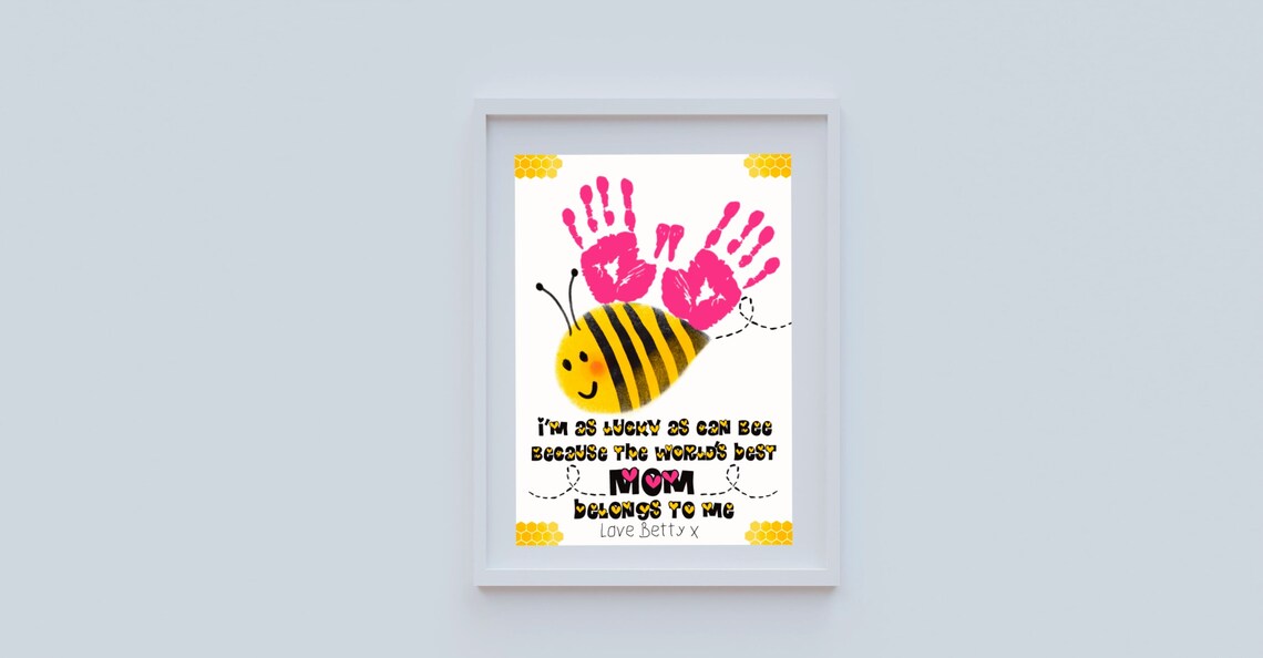 Mothers Day Handprint Bee Art Mom Birthday Handprint Digital - Etsy
