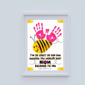 Mother’s Day Handprint Bee Art, Mom Birthday Handprint Digital Download ...