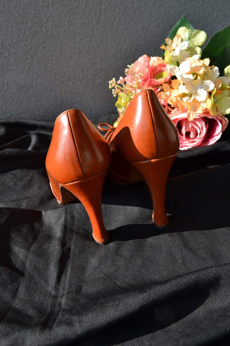 50s 60s Vintage Brown Ribbon Pumps - Etsy