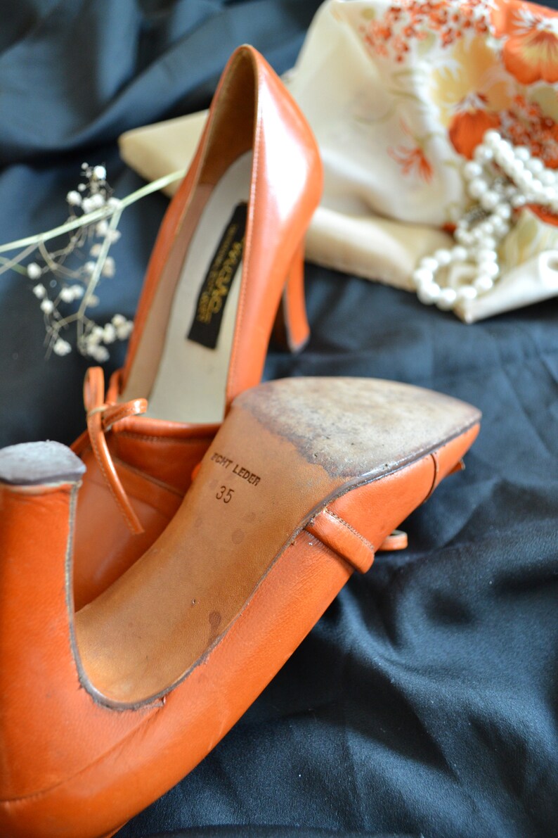 50s 60s Vintage Brown Ribbon Pumps - Etsy
