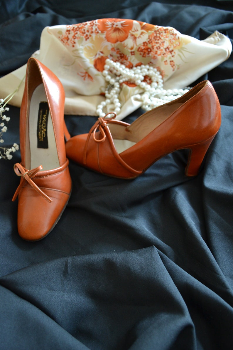 50s 60s Vintage Brown Ribbon Pumps - Etsy
