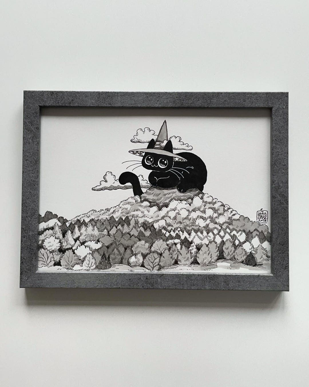 Jumbo Original Inktober Drawing in Frame - Etsy